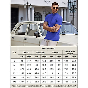 COOFANDY Mens Half Turtleneck Knitted Thermal Sweater, Blue, Small