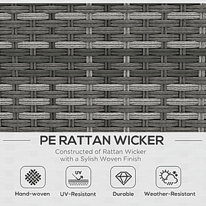 Outsunny 5 Piece Patio Furniture Set with Cushions, Outdoor PE Rattan Wicker Conversation Sofa Set with Storage Bin Coffee Table, Dark Gray