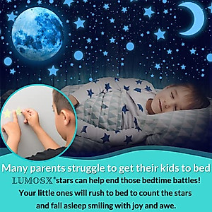 LUMOSX Glow in the Dark Stars for Ceiling - 1050pcs w/BONUS Constellation E-Book and Moons for Ceiling Decor | Glow in The Dark Stickers of Ceiling Stars, Glowing Star Decal Decoration, Star Ceiling for Kids Room Decor Kids Wall Decor