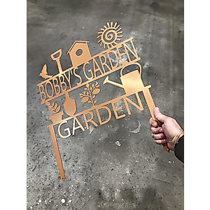 Custom Garden Sign, Garden Sign, Personalized Garden Sign, Garden Stake (17" W x 14 1/2" H, Black)