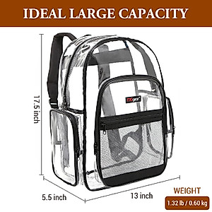MGgear Clear Transparent PVC School Backpack/ Outdoor Backpack with Black Trim