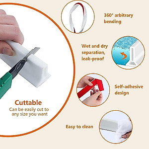 KFJZGZZ 39 inch Silicone Water Guard for Kitchen Sink, Rubber Shower Threshold Splash Guard, Water Stopper Shower Door Seal Strip, Sink Splash Guard Suitable for Kitchen Bathroom Bathtub