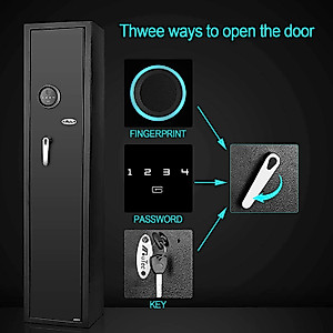 LANGGER V Biometric Gun Safe for Rifle, Upgraded Quick Access 4-Gun Large Rifle Gun Security Cabinet for Rifle Shotgun Firearms, with 2 Removable Storage Shelves