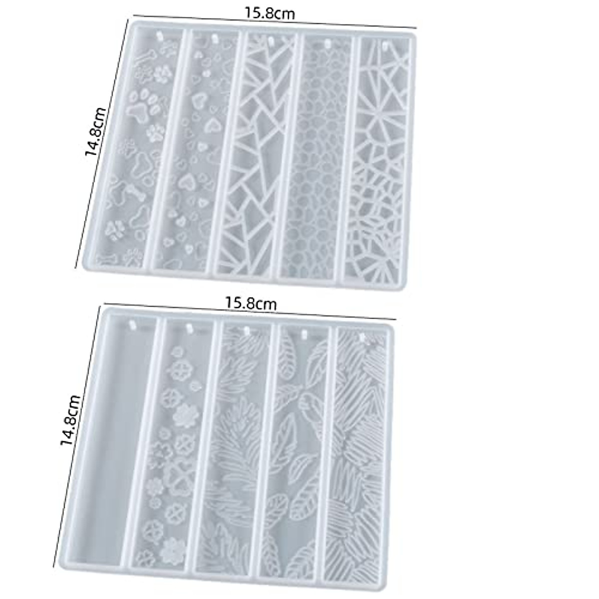 2 Set of Bookmark with Tassel Silicone Resin Mold Rectangle Leaves Texture Flower Shaped Epoxy Silicone Casting Molds Bookmark for Reading Book 10 Styles,3D DIY Making Handmade Decor Crafts