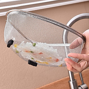 Stainless Steel sink drain basket, Kitchen Food Waste Leftovers Food Catcher Garbage, Corner Kitchen Sink Strainer Basket for Draining Residuum, Drip Drying Sponge (1Pcs)