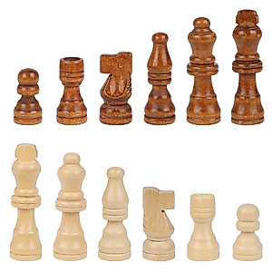 Juegoal 2 Pack Wooden Chess Pieces Only, 32 Pieces Each Wood Chessmen Pieces, 2.4 Inch King Figures Chess Game Pawns Figurine Pieces, Replacement of Missing Piece, Includes Storage Bag