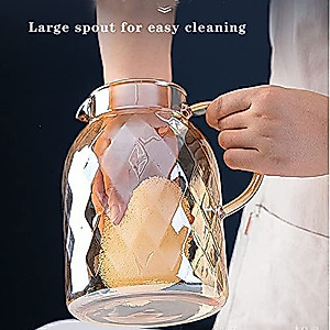 AEFPOYMXU Amber Glass Pitcher With Lid/Beverage Pitchers, Glass Carafe, For Juice Milk Hot Cold Beverage Coffee Lemonade Ice Tea Pitcher 60 oz