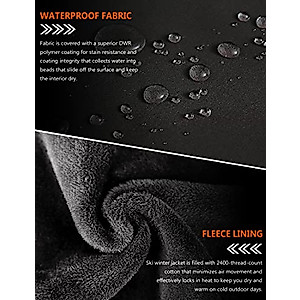 Purltoan Rain Jacket Men Winter Mountain Snow Skiing Raincoats Windproof Water Resistant Soft Shell Fleece Tactical Coat Darkgrey 3XL