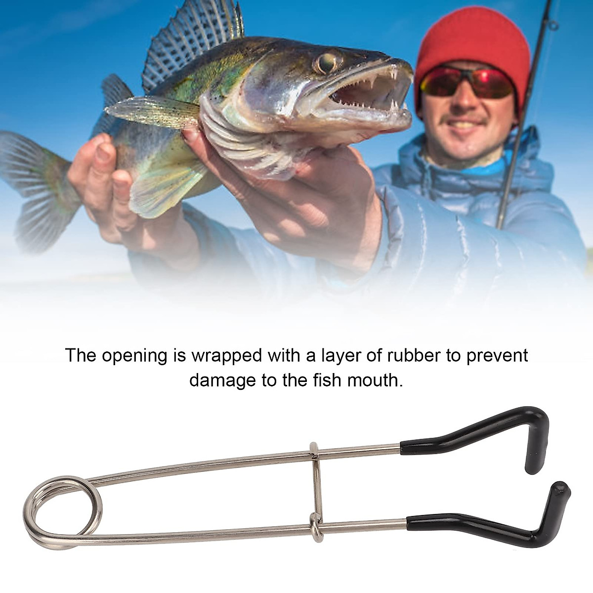 Entatial Fish Jaw Spreader, Fish Mouth Spreader Decoupling Device Portable Rubber Cover Fish Mouth Opener Durable with Clip for Fish Lip