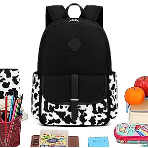 Bluboon College Laptop Backpack School Bookbag Travel School Bag for High School(Cow-Black)