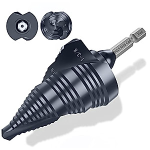 MACXCOIP UPGRADE M35 Cobalt Step Drill Bit with Ultra TiAIN Coating, 1/4" - 1-3/8" Unibit Step Bit with Double Sprial Flute, 1/4" Hex Shank Drill Bit for Metal, Stainless Steel, Aluminum, Copper, Wood