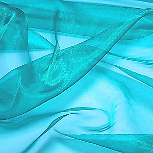 mds Set of 10 Yard Bridal Solid Sheer Organza Fabric Bolt for Wedding Dress,Fashion, Crafts, Decorations Silky Shiny Organza 44”- Light Teal