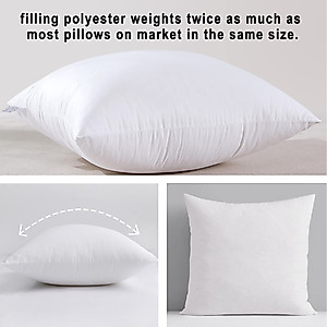 HITO 18x18 Pillow Inserts (Set of 2)- 100% Cotton Covering Down Alternative Throw Pillows White for Couch Bed Sofa