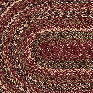 VHC Brands Cider Mill Half Circle Jute Rug 16.5x33 Country Braided Flooring, Burgundy