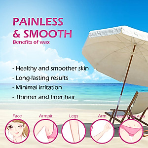 Wax Warmer Hair Removal kit,Professional home heater machine,Hot waxing melts pot stripless, facial body bikini brazilian with 4 pearl hard wax beans+Applicator sticks+Manicure set for Women & Men