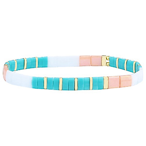 KELITCH Women Friendship Bracelets Tila Miyuki Beaded Bracelets Colorful Women Stretch Bracelets