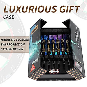 GOOSO Professional Steel Tip Darts Set | 24g/22g/20g/18g Brass Barrel with 12pcs Dart Flights + Dart Sharpener + Magnetic Case + Darts Tool (6 Pack)