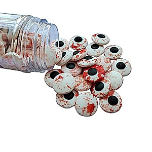 2 Bottles Candy Eyeballs Bloody Red Eyes Cake Cupcake Toppers Cookie Decorations,Two Size Mixed, Edible Dessert Sprinkles for Halloween Christmas Cake Cupcakes Decoration