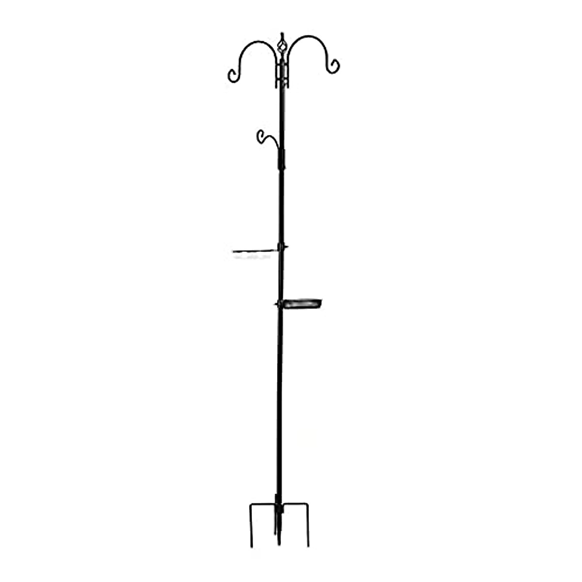 Ashman Deluxe Bird Feeding Station (1 Pack) Bird Feeders for Outside - Multi Feeder Pole Stand Kit with 4 Hangers, Bird Bath and 3 Prong Base for Attracting Wild Birds - 22 Inch Wide x 92 Inch Tall.