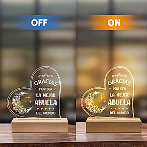 Mothers Day Gifts for Grandma in Spanish, Regalos para Abuela Acrylic Night Light, Spanish Grandma Birthday Gifts, Dia de la Madre Regalo para Abuela