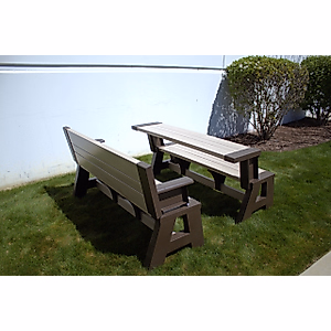 Convert-a-Bench Folding Resin Picnic Table and Bench | Mocha Driftwood