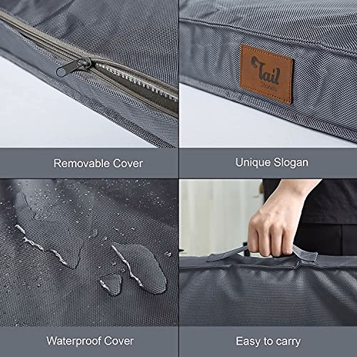 Tail Stories Outdoor All Weather Dog Bed, Waterproof Dog Bed for Large Dogs, Orthopedic Egg Foam Pet Bed with Washable and Removable Oxford Cooling Cover