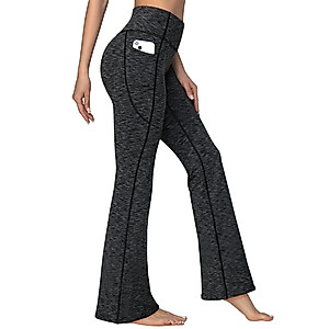 Ewedoos Fleece Lined Pants Women Thermal Yoga Pants with Pockets High Waist Warm Pants Winter Flare Leggings for Women Charcoal