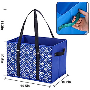 WUWEOT 4 Pack Reusable Grocery Bags, Large Shopping Bags Tote, Foldable Washable Storage Bins with Reinforced Bottom Heavy Duty Handles for Fruit Vegetable Clothes Toys and Picnic