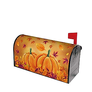 Fall Mailbox Cover Pumpkin Leaf Thanksgiving Boxes Autumn Standard Size 18" X 21" Mailbox Wraps Post Letter Box Cover Garden Decorations Outdoor