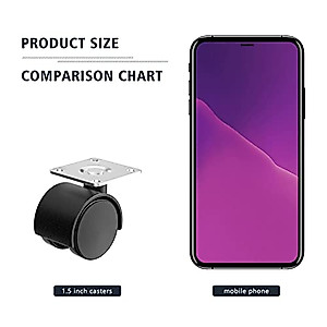 1.5 Inch Furniture Caster Wheels, Plastic Casters Set of 4, Plate Swivel Nylon Small Casters for Carts, Furniture, Baby Bed, Kitchen, Cabinet, Table (With Stainless Steel Screws)