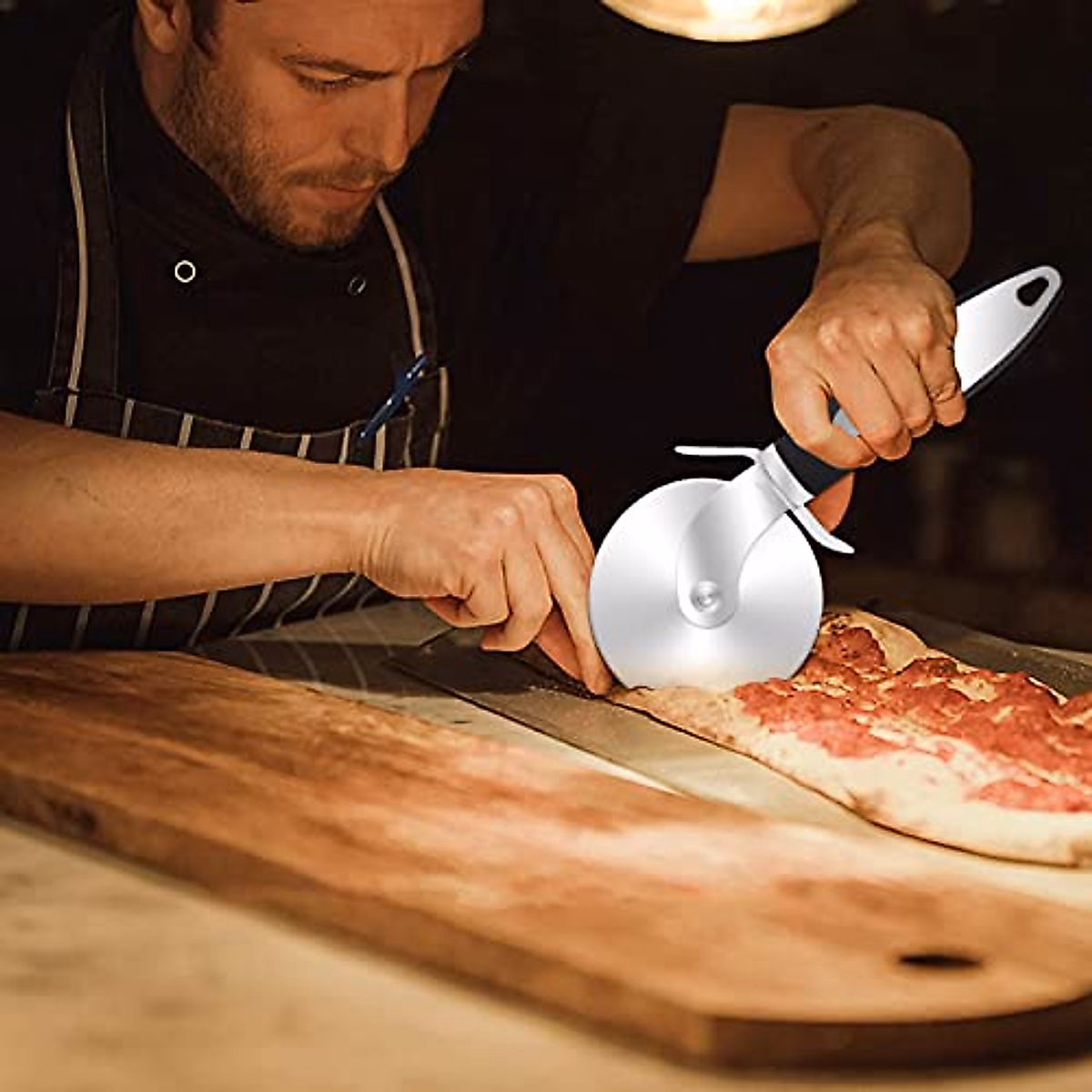 DEFUTAY Pizza Cutter Wheel with Non Slip Handle,8.3 Inch Super Sharp Pizza Slicer for Pizza, Waffles, Pies and Dough Cookies (Black)