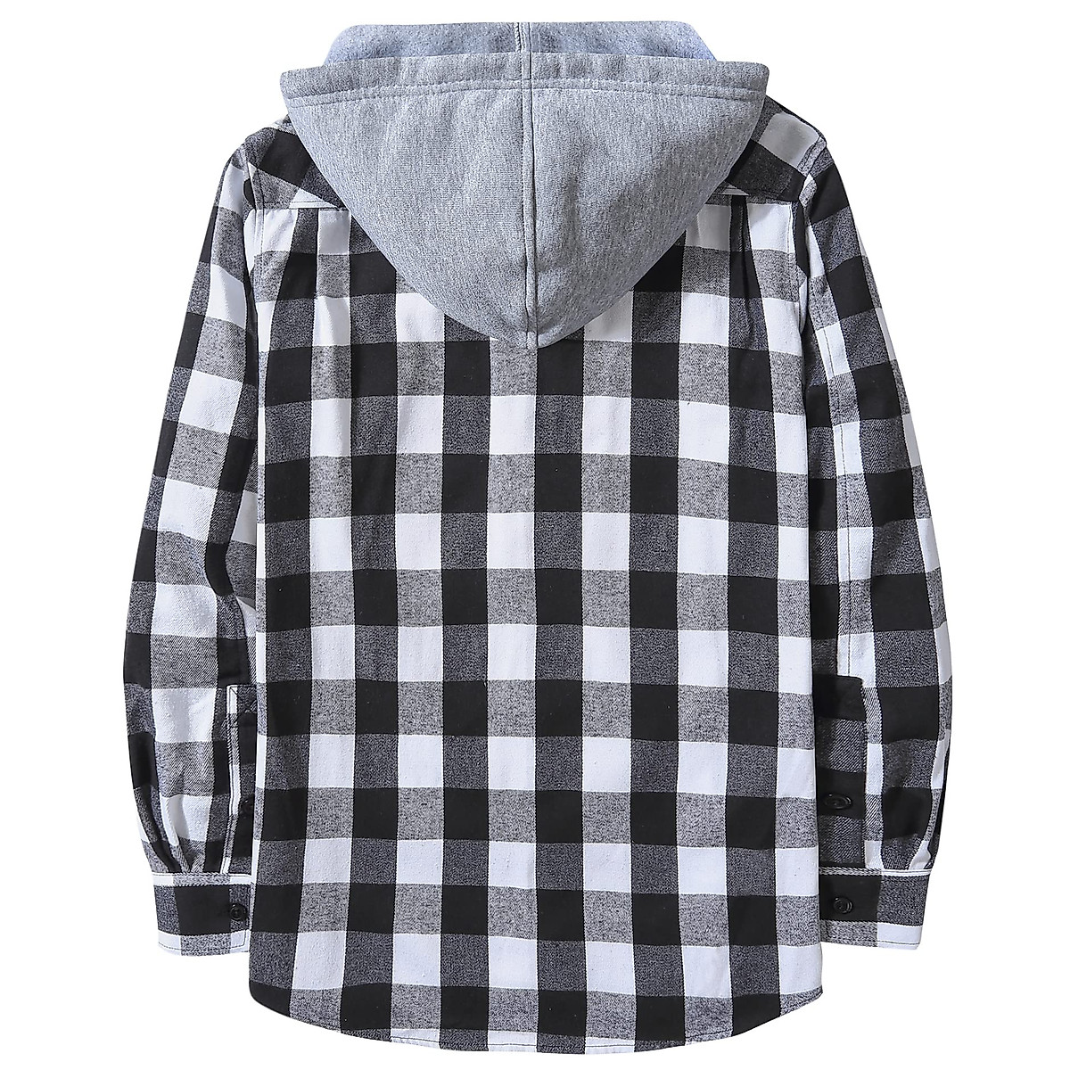 ZITY Flannel Plaid Shirt for Men Regular Fit Long Sleeve Casual Button Down Shirts Black White Gray X-Large