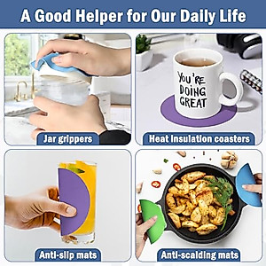 Aixoom Rubber Jar Opener Pads Set of 4, Round Heat-insulated Non-Slip Gripper Pads for Jars, Kitchen Tool for Easy Opening (Circle)