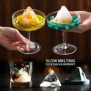Large Whiskey Ice Cube Molds, Cocktail Ice Cube Tray, Silicone Ice Mountain Shaped Ice Molds, Fun Shapes Candy Molds, Big Ice Mold for Cocktails, Whiskey, Bourbon, Candy, Chocolate BPA Free 3 Pack