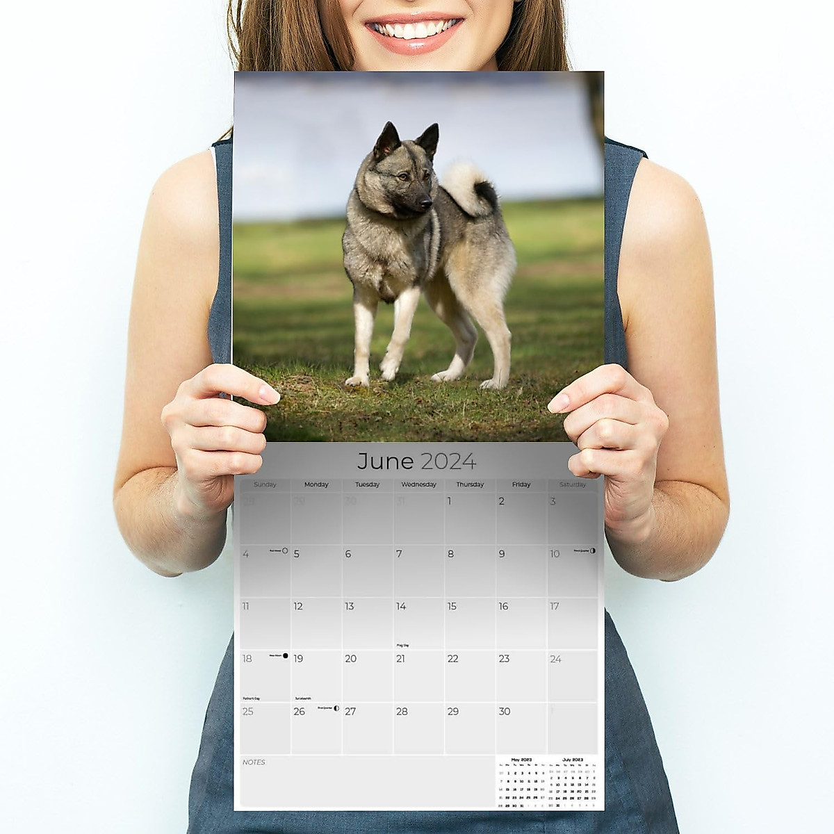 2023 2024 Norwegian Elkhound Calendar - Dog Breed Monthly Wall Calendar - 12 x 24 Open - Thick No-Bleed Paper - Giftable - Academic Teacher's Planner Calendar Organizing & Planning - Made in USA