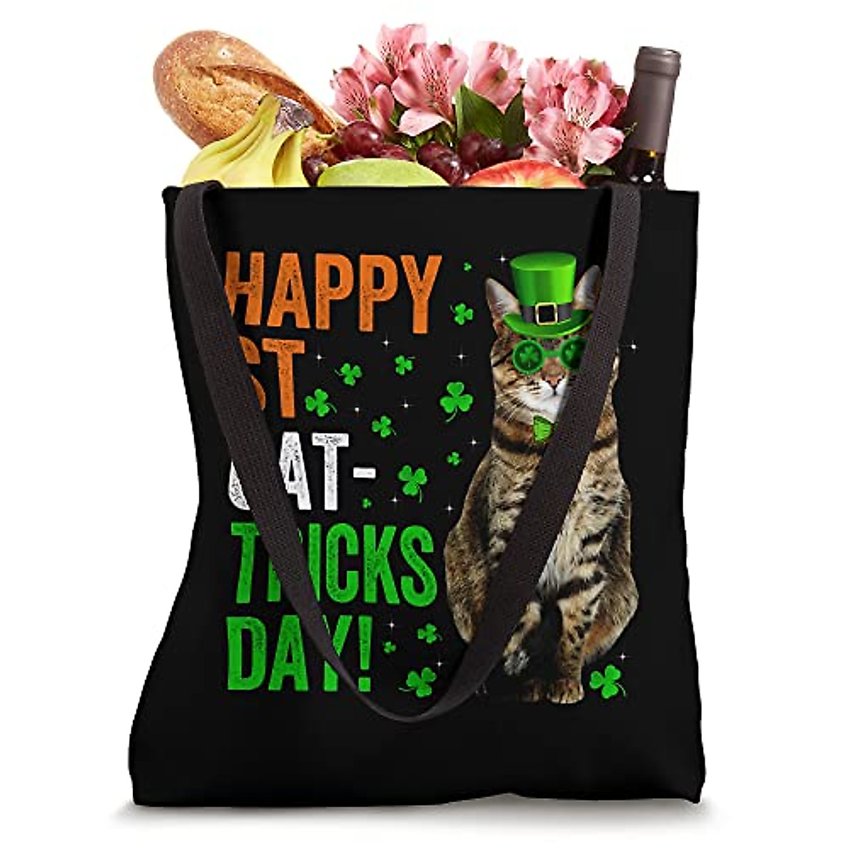 Happy St Cat Tricks Day Shamrock Irish Saint Patrick's Day Tote Bag