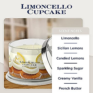 Premium Scented 4-Wick Candle, Limoncello Cupcake, HomeWorx by Slatkin & Co - 18 oz - Long-Lasting Jar Candle, 30-55 Hours Burn Time - Limoncello, Sicilian Lemons, Candied Lemons, & Sparkling Sugar