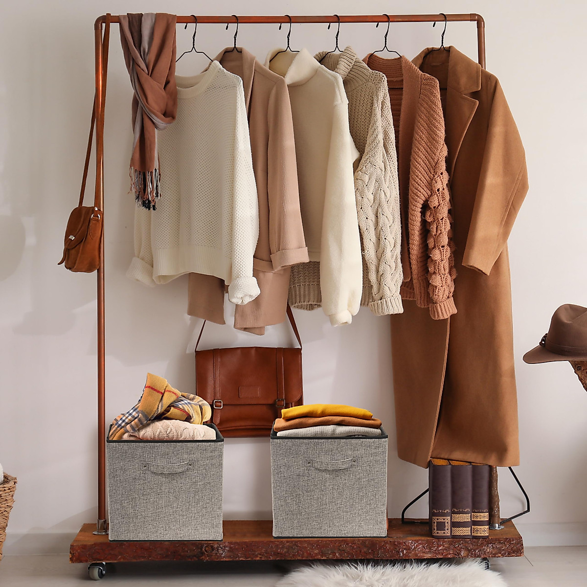 Simple Houseware Extra Large Fabric Storage Bin Basket with Handles, 2 Pack, Dark Gray