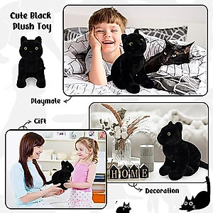 Hagusahuo Black Cat Plush Cat Stuffed Animal Toy, Soft Black Cat Stuffed Animal Pillow, Cute Cat Plushie Stuffed Doll Toy for Kids Boys Girls