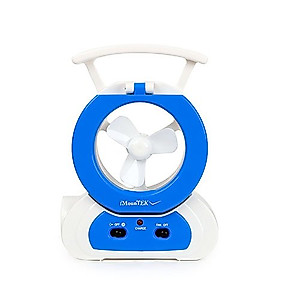 iMounTEK Mini Portable Cooling Rechargeable Electric Powered Small Quiet Desktop Table Fan W/ 22 LED Desk Lamp/Light & Powerful LED Flashlight (Blue)