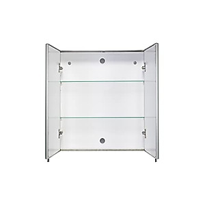 Croydex Finchley Double Door, Surface Mount Flexi-Fix Easy Hanging System Medicine Cabinet, 24 in (W) x 26 in (H) Stainless Steel