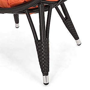 QUUL Contemporary Design Outdoor Wicker Teardrop Chair Accent Chair with Cushion and Base 38.5 in