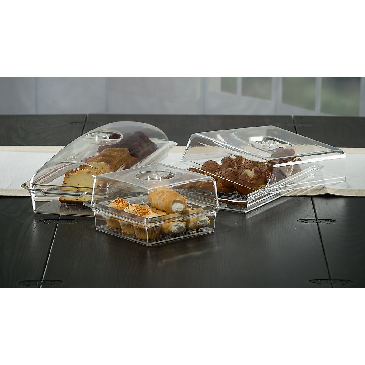 Clear Premium Acrylic Square Serving Tray with Lid (7.5" x 7.5" x 3.88", Pack of 6) - Perfect for Parties, Events, & Dining