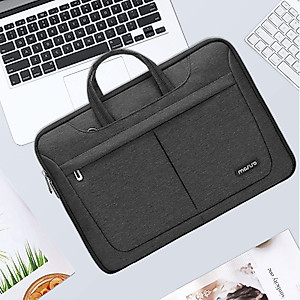 MOSISO Laptop Shoulder Bag, 15.6 inch Laptop Sleeve Compatible with MacBook, HP, Dell, Lenovo, Asus Notebook, 15 inch Fully Open Zipper Computer Bag with Front Pocket & Handle & Belt, Black