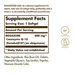 Solgar Megasorb CoQ-10 600 mg, 30 Softgels - Promotes Heart & Nervous System Health - Coenzyme Q10 Supplement - Enhanced Absorption - Gluten Free, Dairy Free - 30 Servings