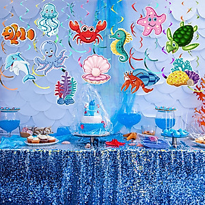 30 Pieces Sea Animals Hanging Swirl Decorations Under the Sea Birthday Party Ceiling Decor for Boys Girls Ocean Mermaid Creatures Baby Shower Tropic Fish Beach Party Favors Supplies