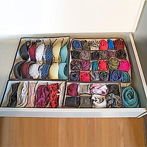 Evelots 4 Pack - Underwear Organizer Drawer-Foldable-Socks/Bras/Scarves-45 Sections