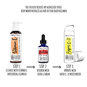 Body Merry Super-C 22 Moisturizer – Vitamin C Facial Cream with Organic Aloe and Hyaluronic Acid - Brightening and Hydrating Anti-Aging Face Lotion for Dark Spots, Lines and Wrinkles, 1.7 fl oz