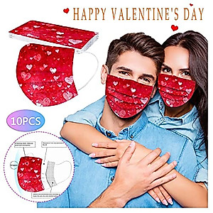 50Pack Valentines Disposable Face_Masks for Adults Women Valentines Day Holiday Disposable Love Heart Print Non Woven