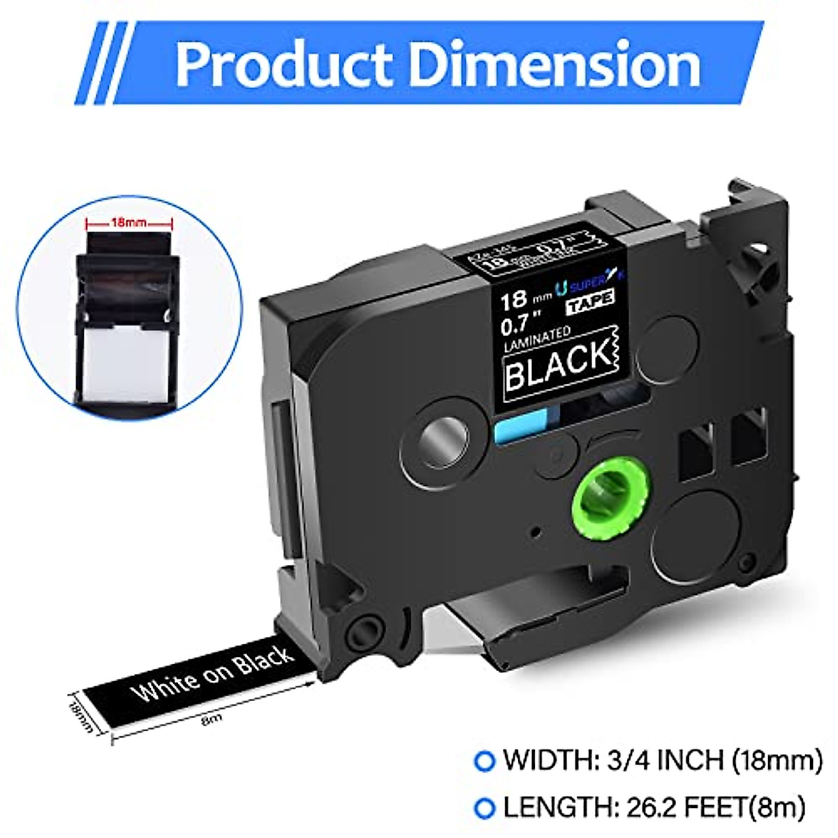 SuperInk 2 Pack Compatible for Brother P-Touch White on Black Tape 18mm 0.7 Inch TZ345 TZ-345 TZe345 TZe 345 Laminated TZe TZ Tape for P-Touch PT-D600 PT-D400 PT-P710BT PT-E300 PT-E500 Label Maker